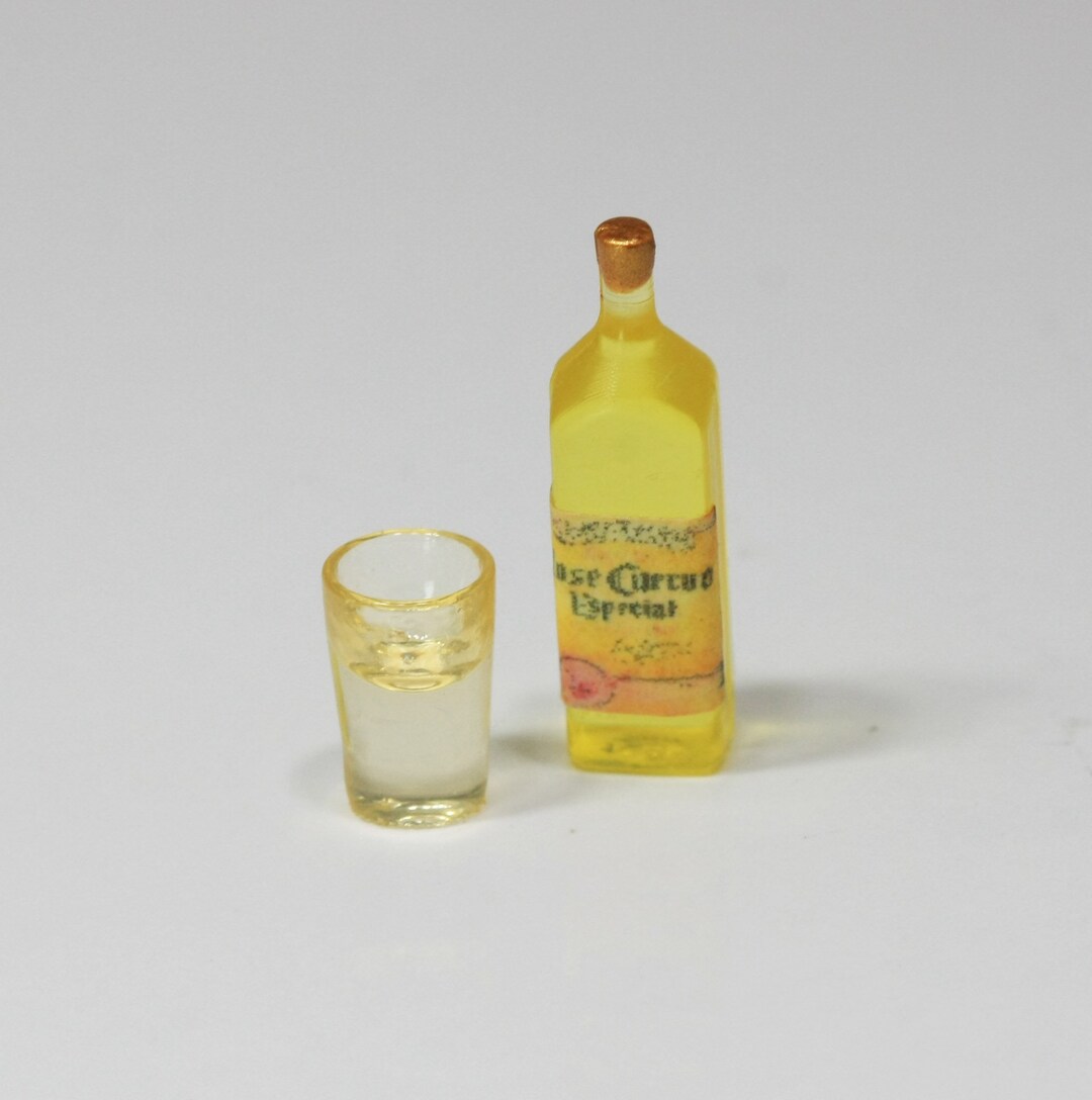 Dollhouse Miniature Bottle of Tequila With a Filled Glass - Etsy