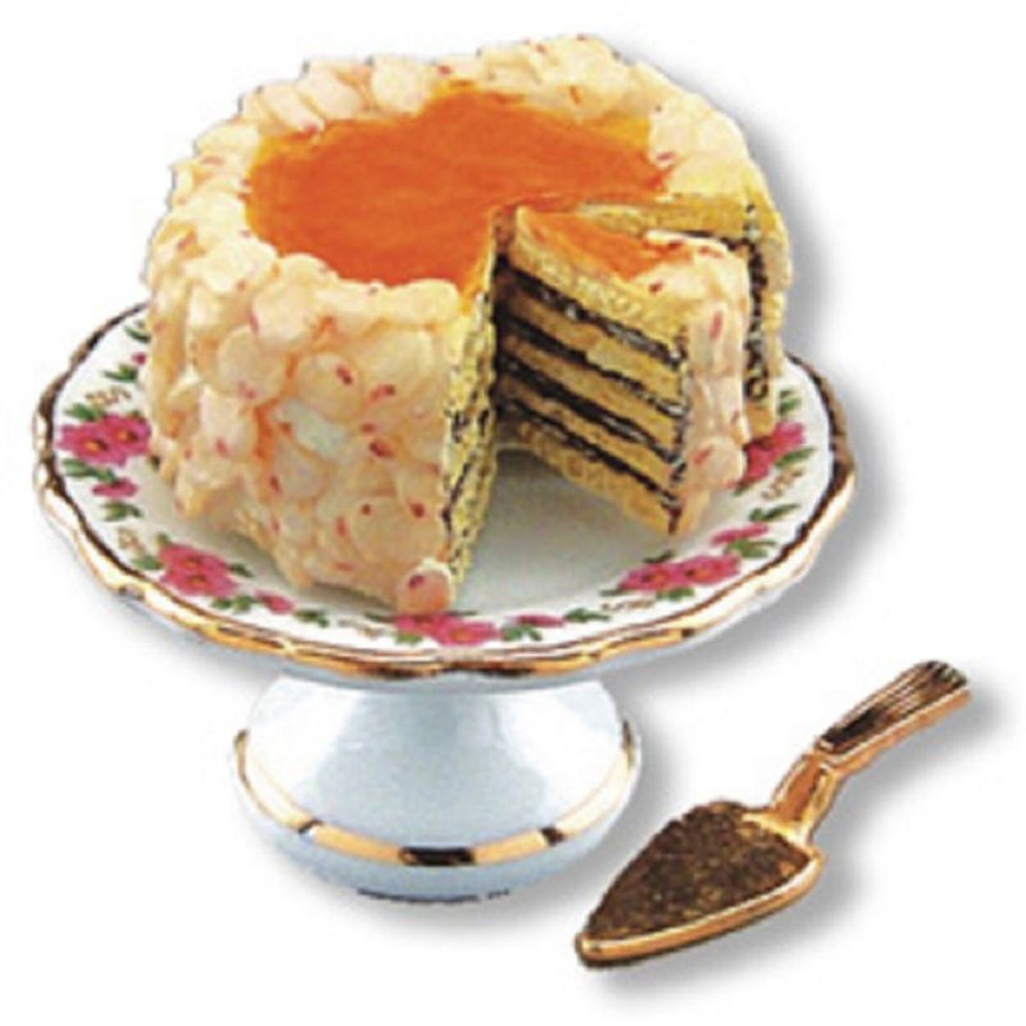 Dollhouse Miniature Walnut Torte Cake Set by Reutter Porcelain - Etsy