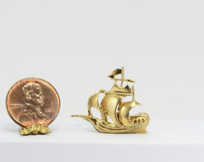 Dollhouse Miniature Golden Galleon Sailing Ship Statue - Etsy