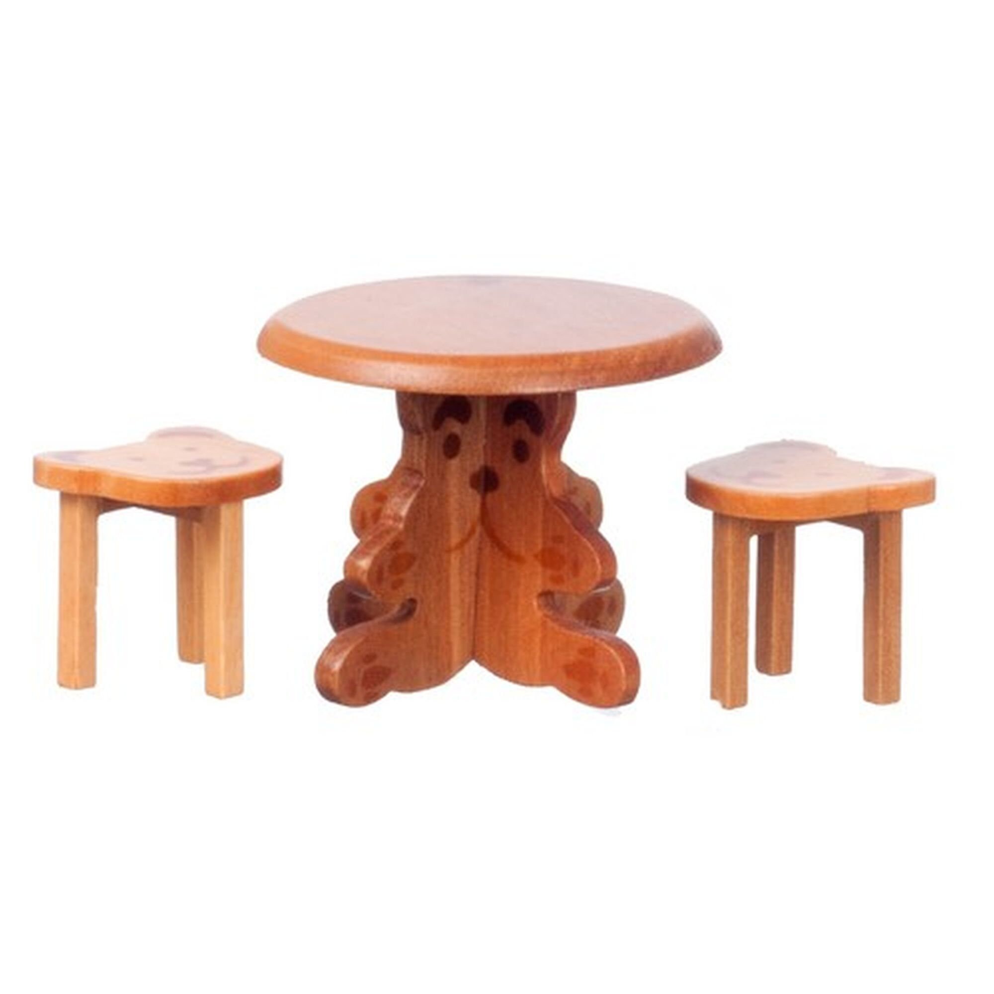 Dollhouse Miniature Wood Teddy Bear Table Set by Town Square Miniatures ...