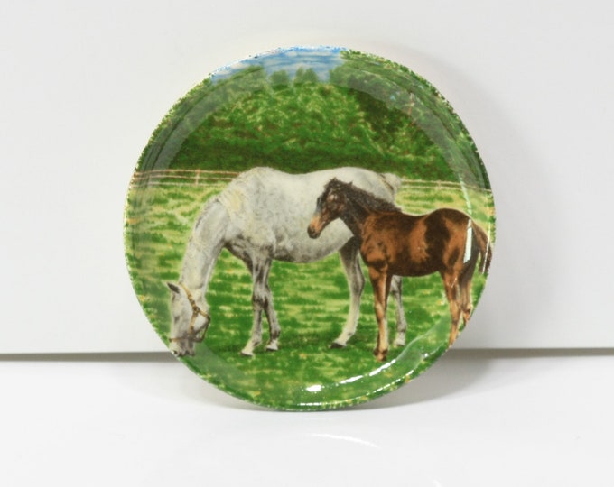 Dollhouse Miniature Artisan White Horse and Foal platter by Barb - Etsy