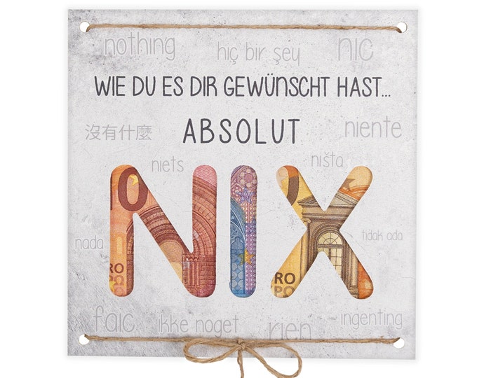 Geldgeschenk als Grußkarte NIX Nichts gewünscht für - Etsy.de