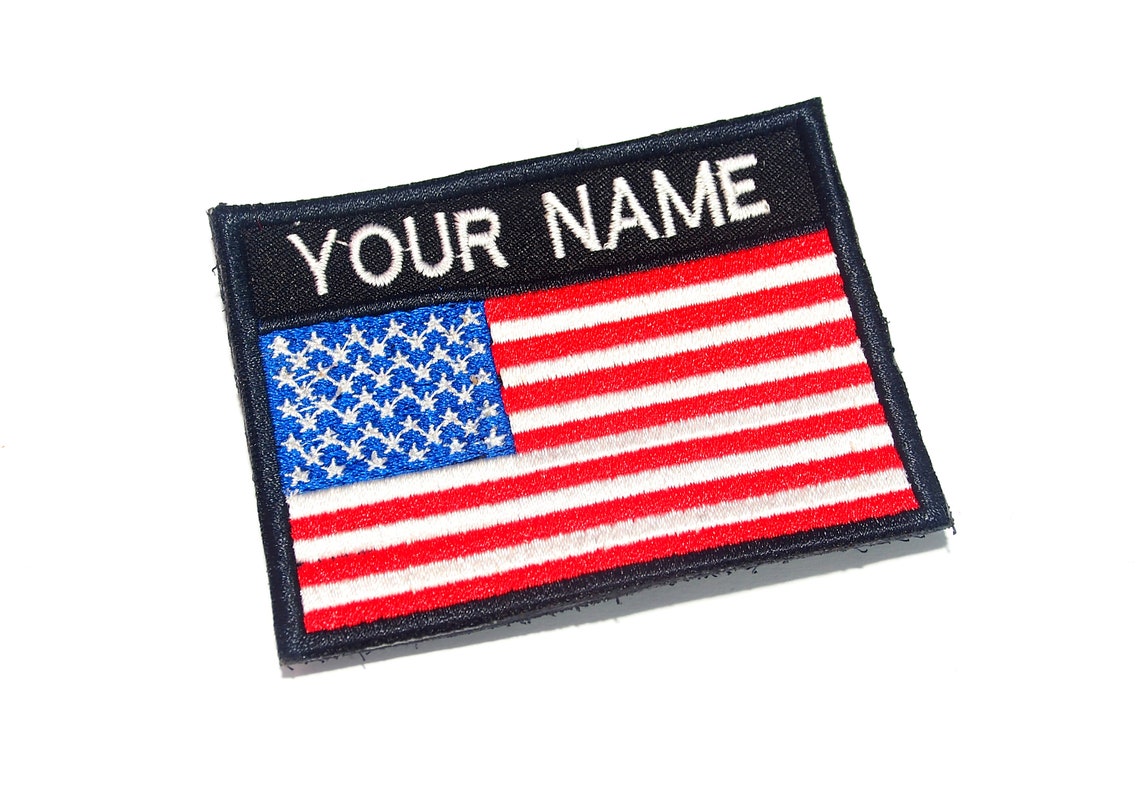 USA Flag Custom Name Tag Name Tape Embroidered Patch 8X6 cm | Etsy
