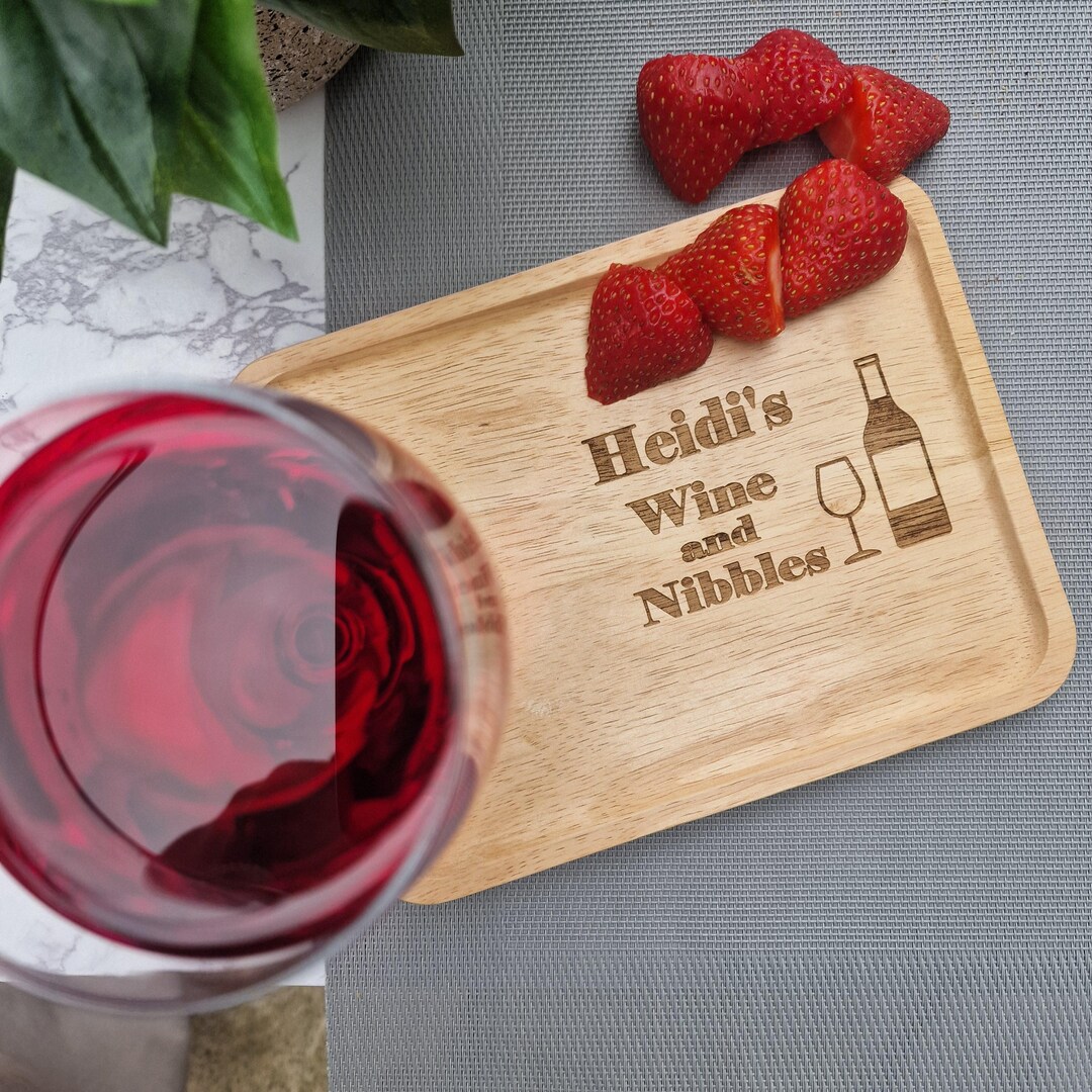Personalized Wine and Nibbles Board: Engraved Wooden Gift - Etsy