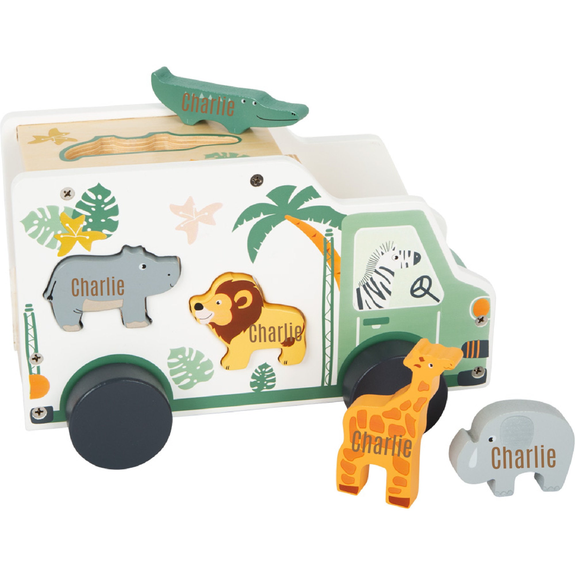 Wooden Safari Shape Sorter Truck Animal Car Personalised Christmas Gift 1st Birthday Gift Shape Sorting Etsy UK