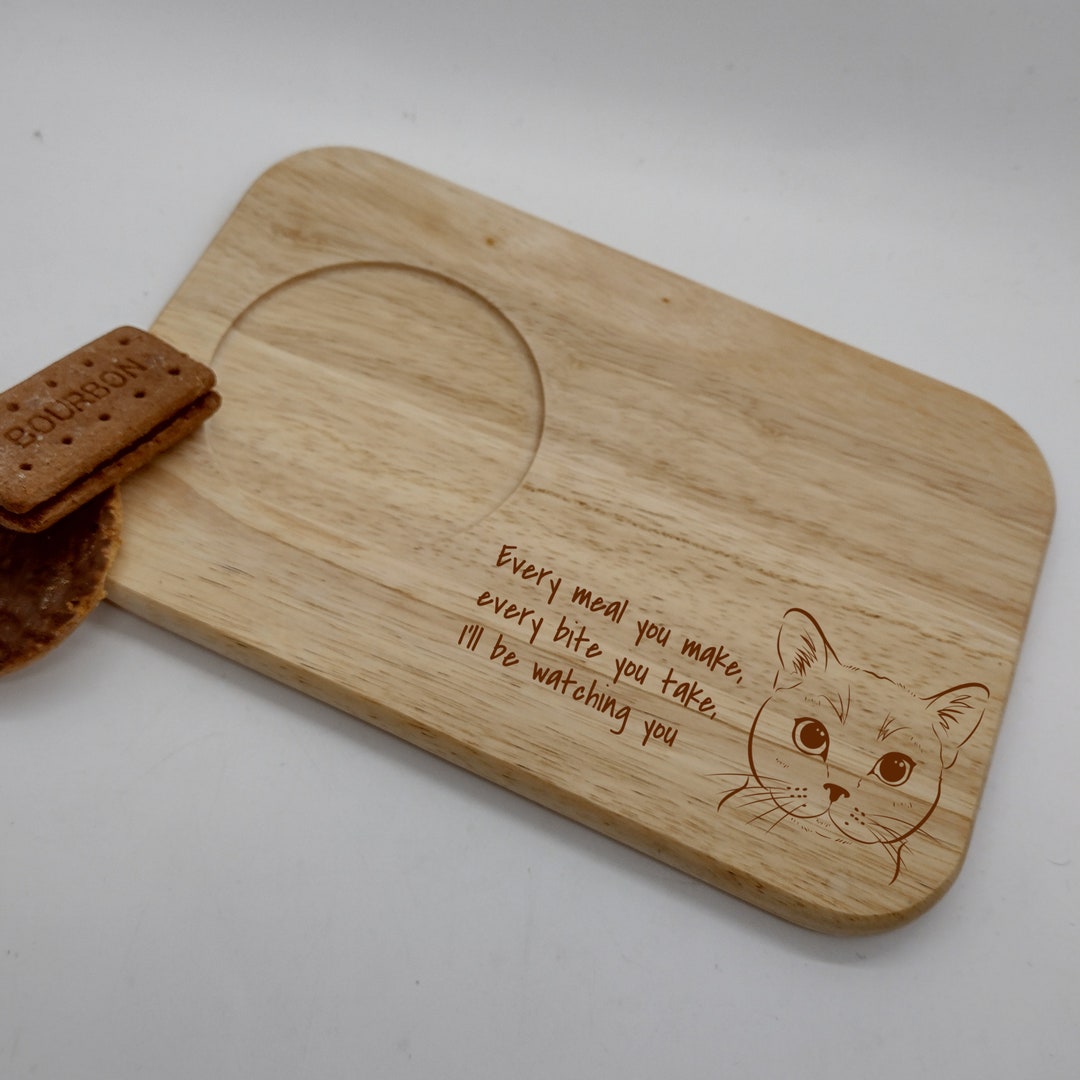 Cat Tea and Biscuits Serving Board Gift, Kitten Bulldog Gift, Cat ...