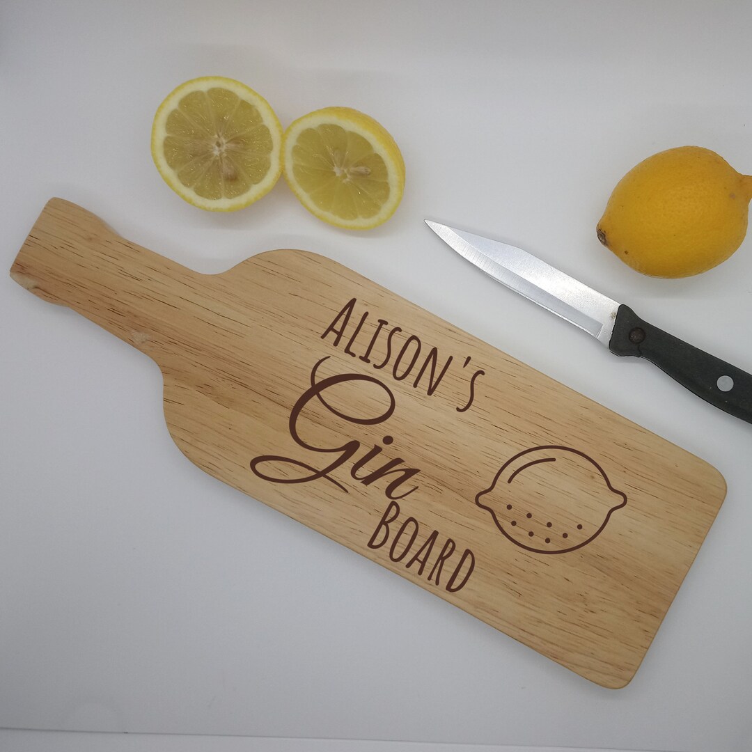 Personalised Gin and Tonic Lemon Chopping Board, Gin Lover Gift, Wooden ...