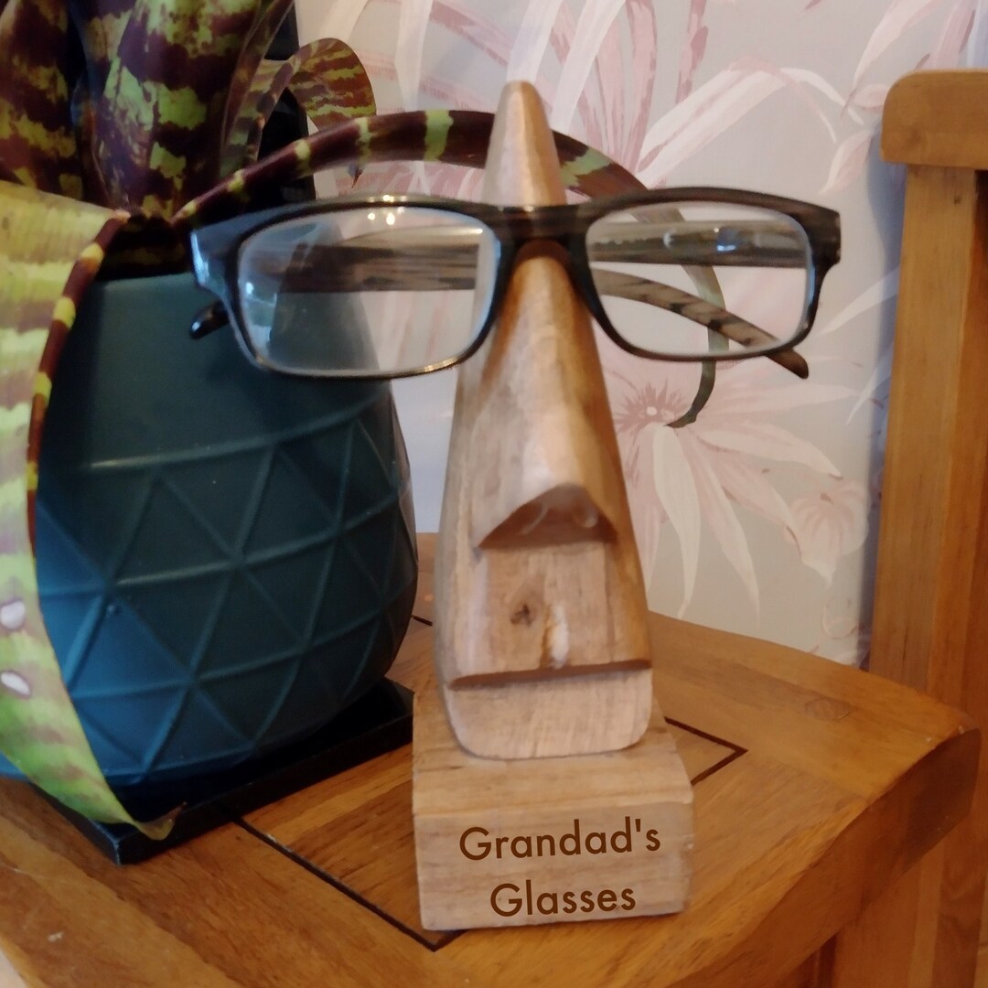 Personalised Wooden Glasses Stand, Gift for Him, Present for Grandad ...