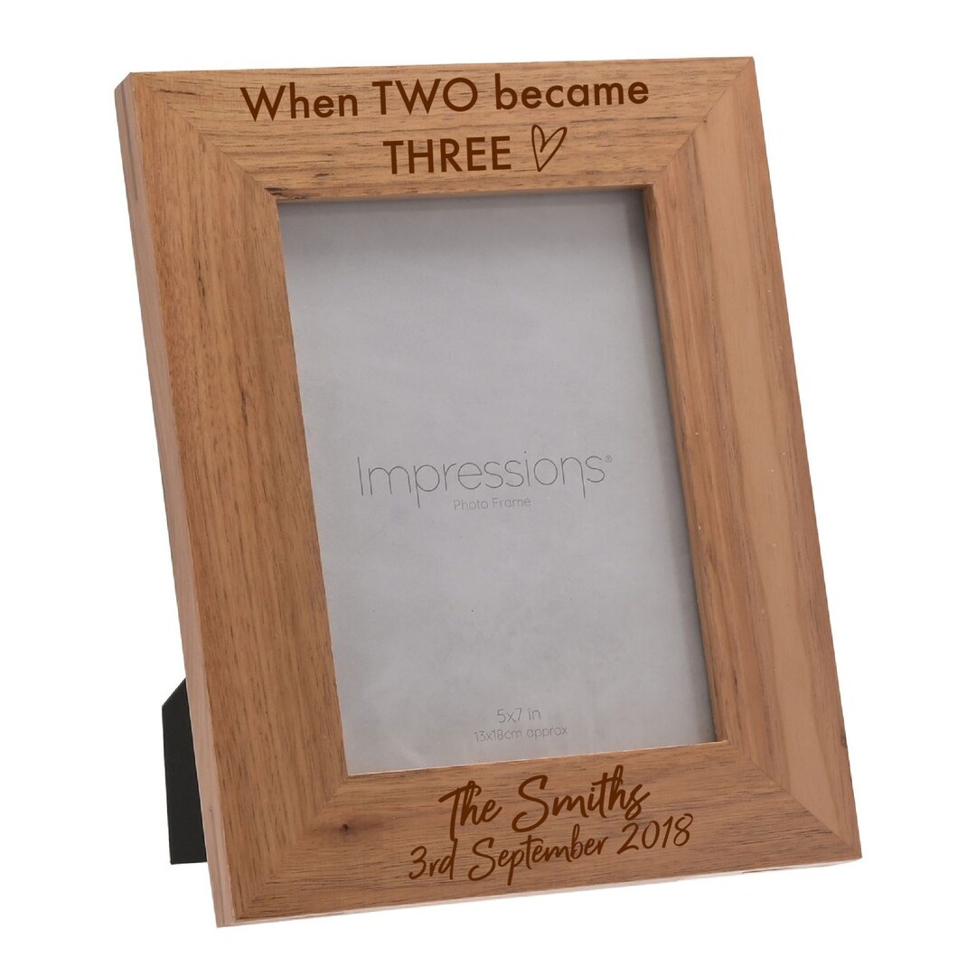 When Two Became Three, Personalised Photo Frame, Gift for New Parents ...
