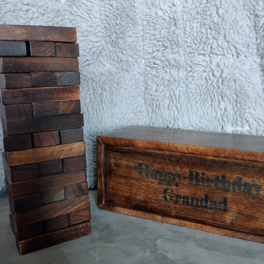 Personalised Wooden Jenga Stacking Block Game, Birthday Gift, Christmas ...