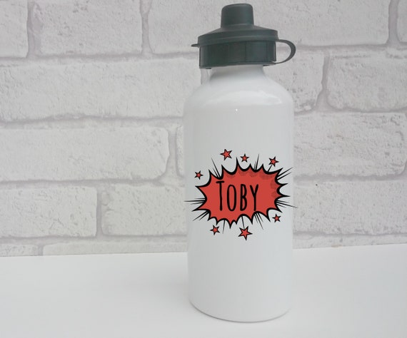 Personalised Super Hero Splat Comic Bubble 600ml Aluminium | Etsy