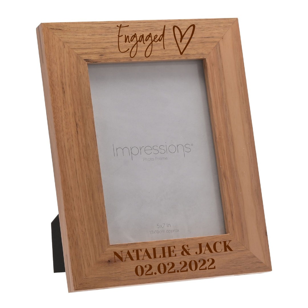 Personalised Engaged Wooden Photo Frame, Newly Engaged Gift, Just ...