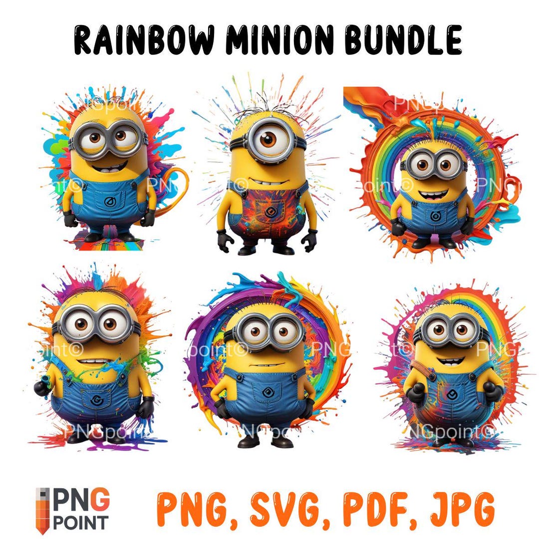 Rainbow Minions Image Bundle, Rainbow Minions Svg, Rainbow Minions Png ...