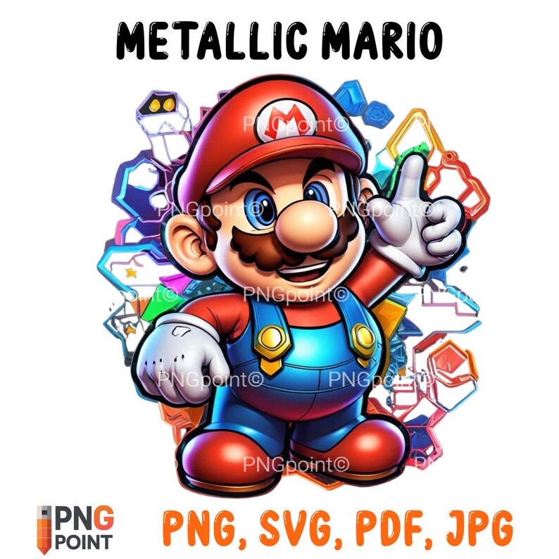 Metallic Mario Image, Mario Png, Mario Svg, Mario Tshirt Image, Super ...