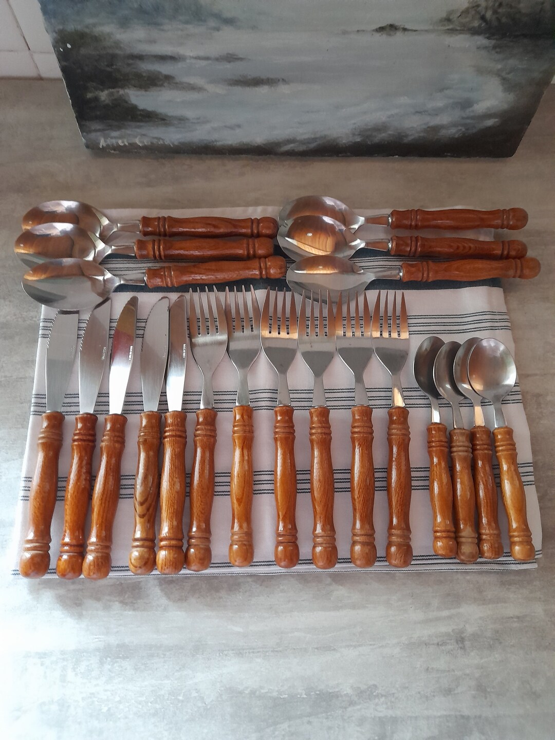 Vintage 21 Pieces of Cutlery Wood Handles Rostfrei, Vintage, Cutlery, 5 ...