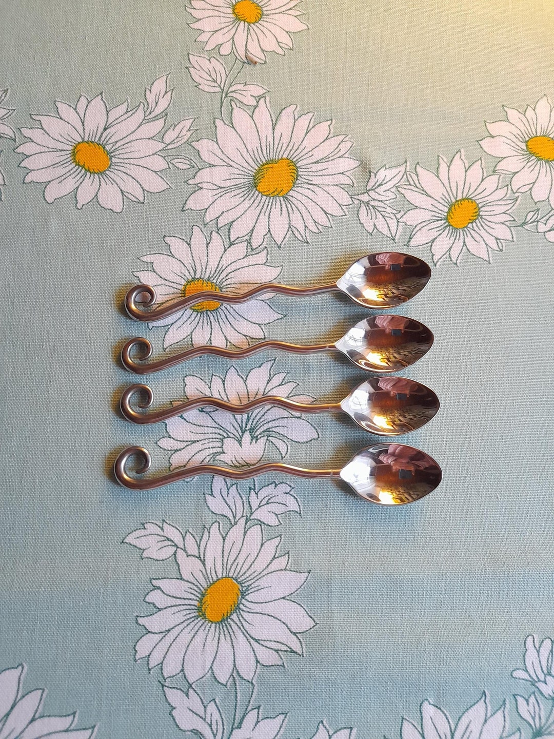 Four Swirl and Wavy Coffee Spoons, Steel, Design, Swirly, Cutlery ...