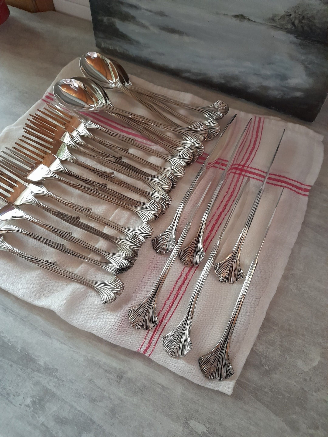 Silea Ginkgo, Six Knives and Dessert Spoons, Twelve Forks, 24 Pieces ...