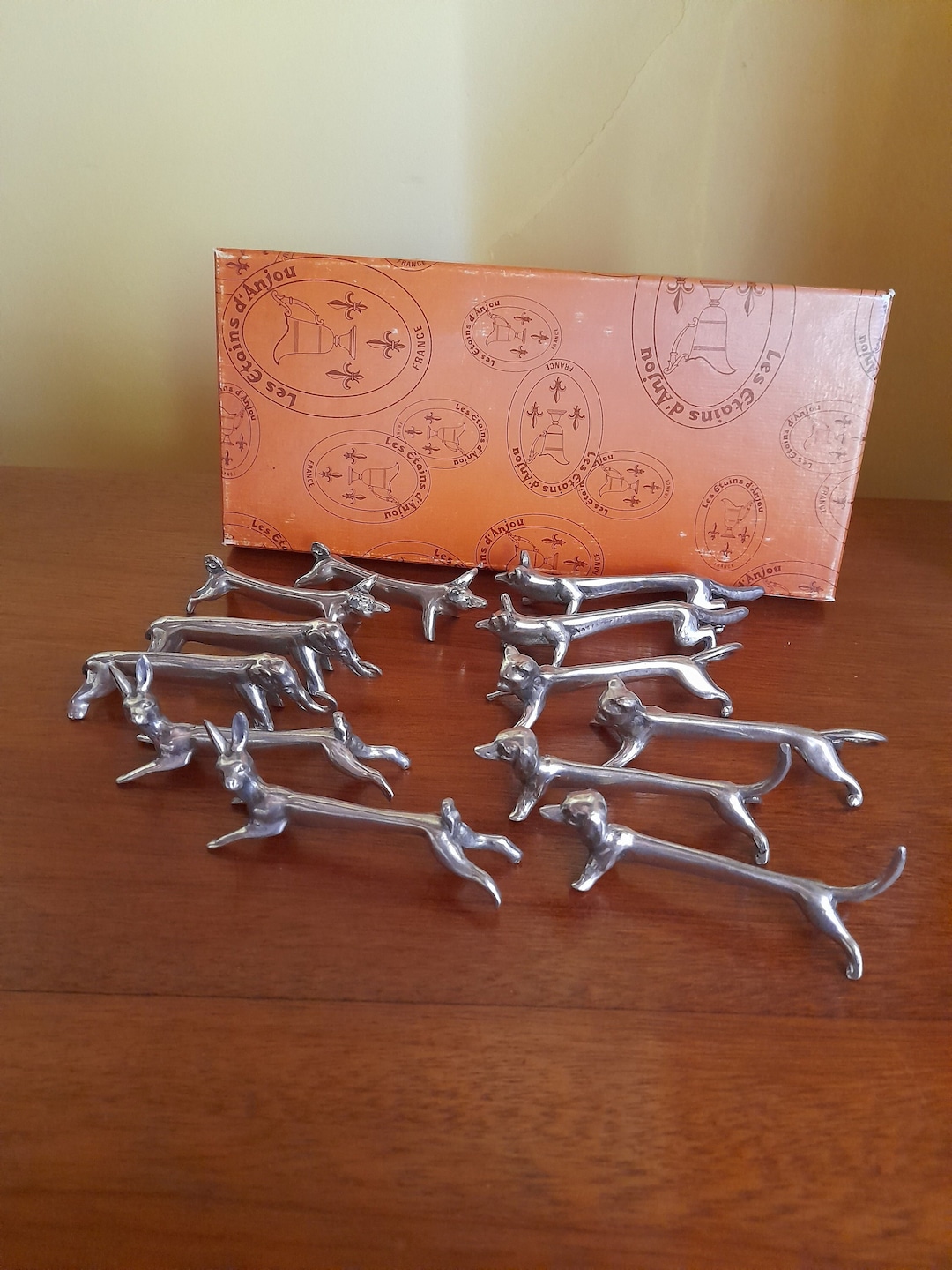 Twelve Sweet Animal Knife Rests - French Les Etains D'anjou Vintage ...