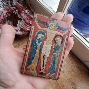 Small Crucifixion Icon, Vintage Icon - Religious Scene, Paper Copy on ...