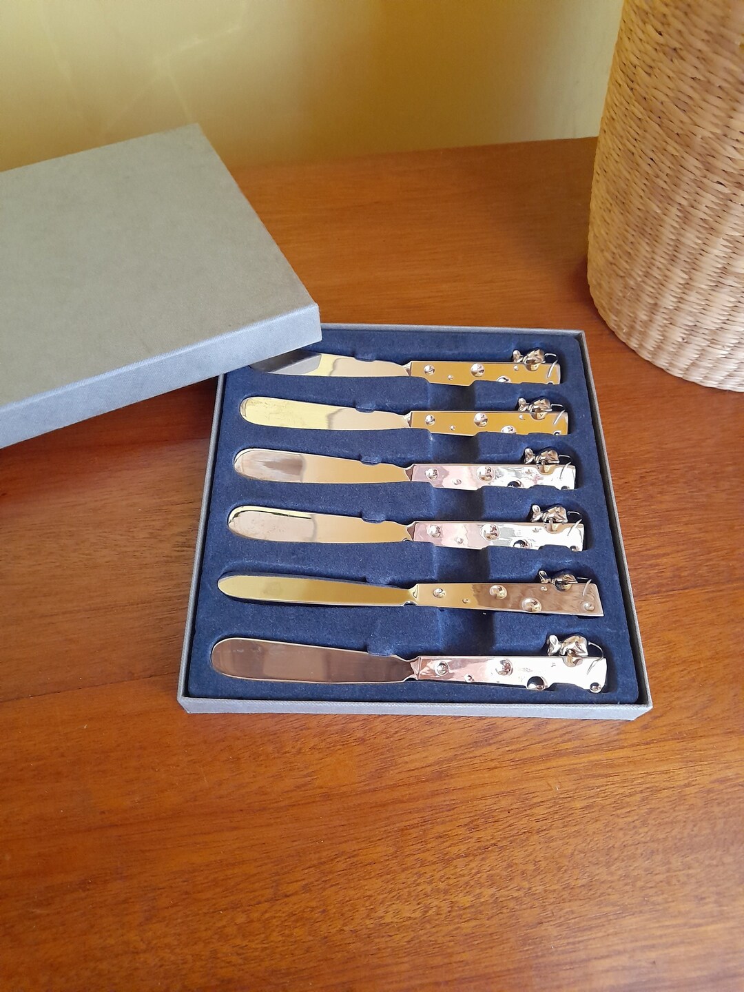 Mice and Cheese, Box of Six Pretty Butter Knives, Lovely Set of French ...