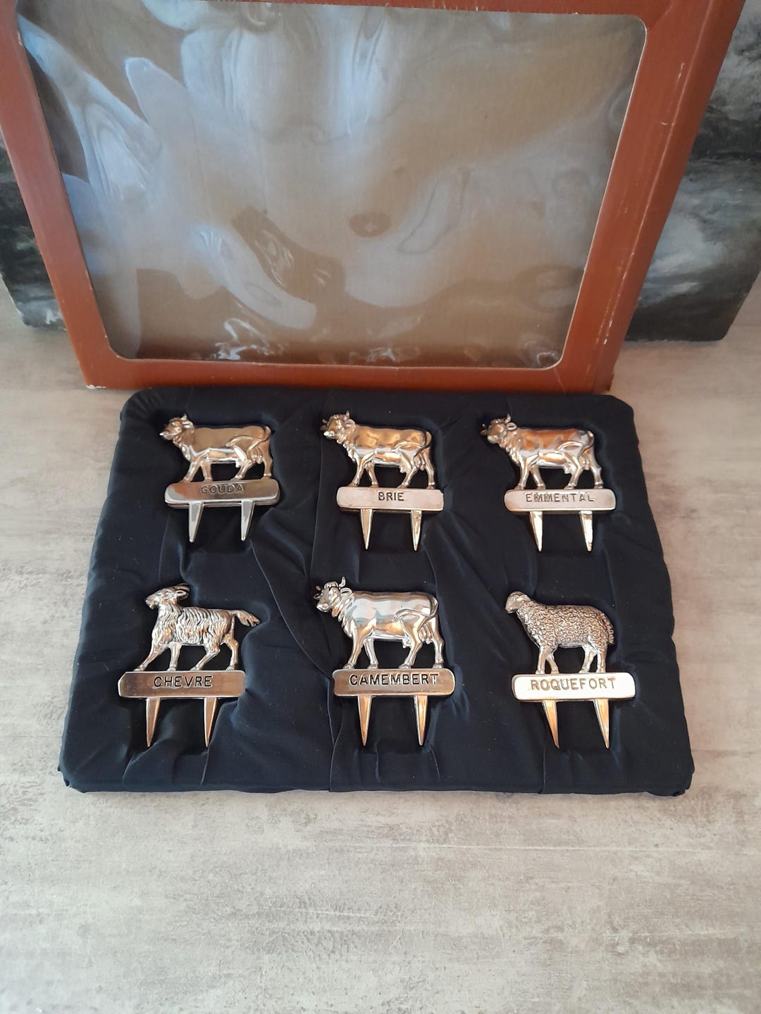French Cheese Markers - Silea, Six Sweet Vintage Metal Set, Animals ...
