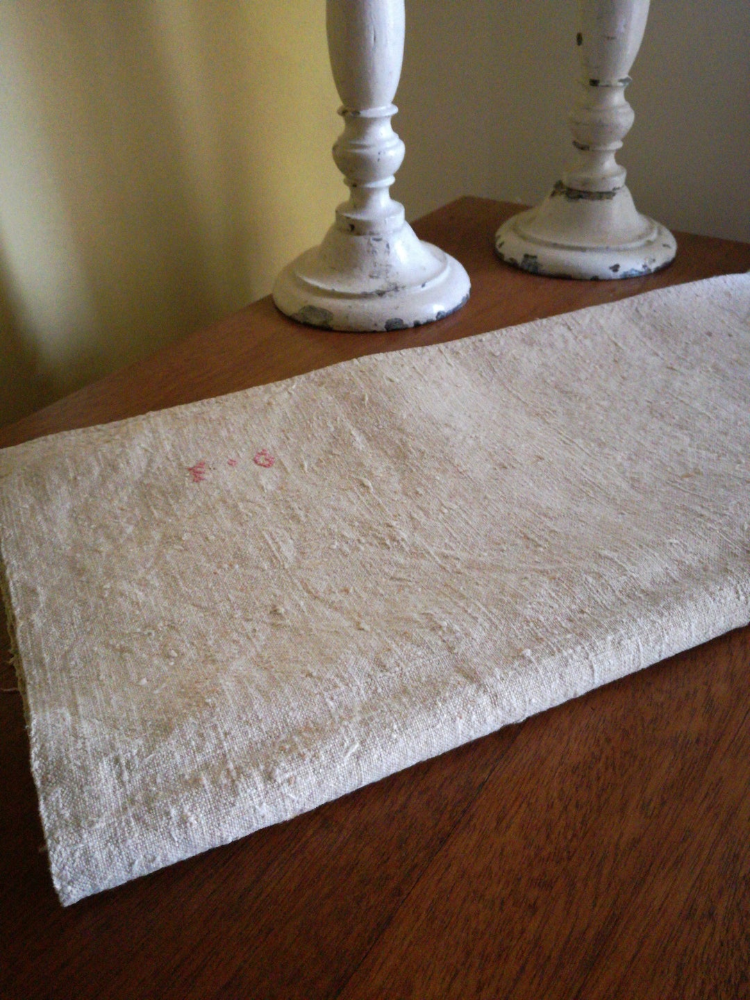 Lovely Very Small Natural Hemp Tablecloth With Very Small Pink Hand ...