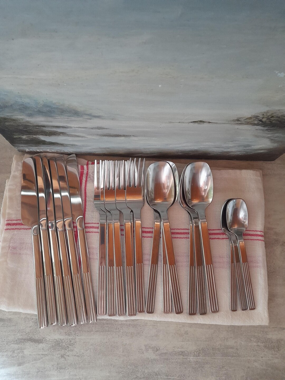 Ikea Ribbed Cutlery, 21 Pieces, Vintage, Cutlery, 6 Knives, 6 Forks, 6 ...