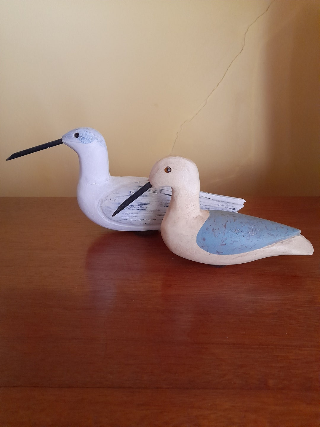 Two Small Wooden Birds - French Painted Birds, Different - Etsy