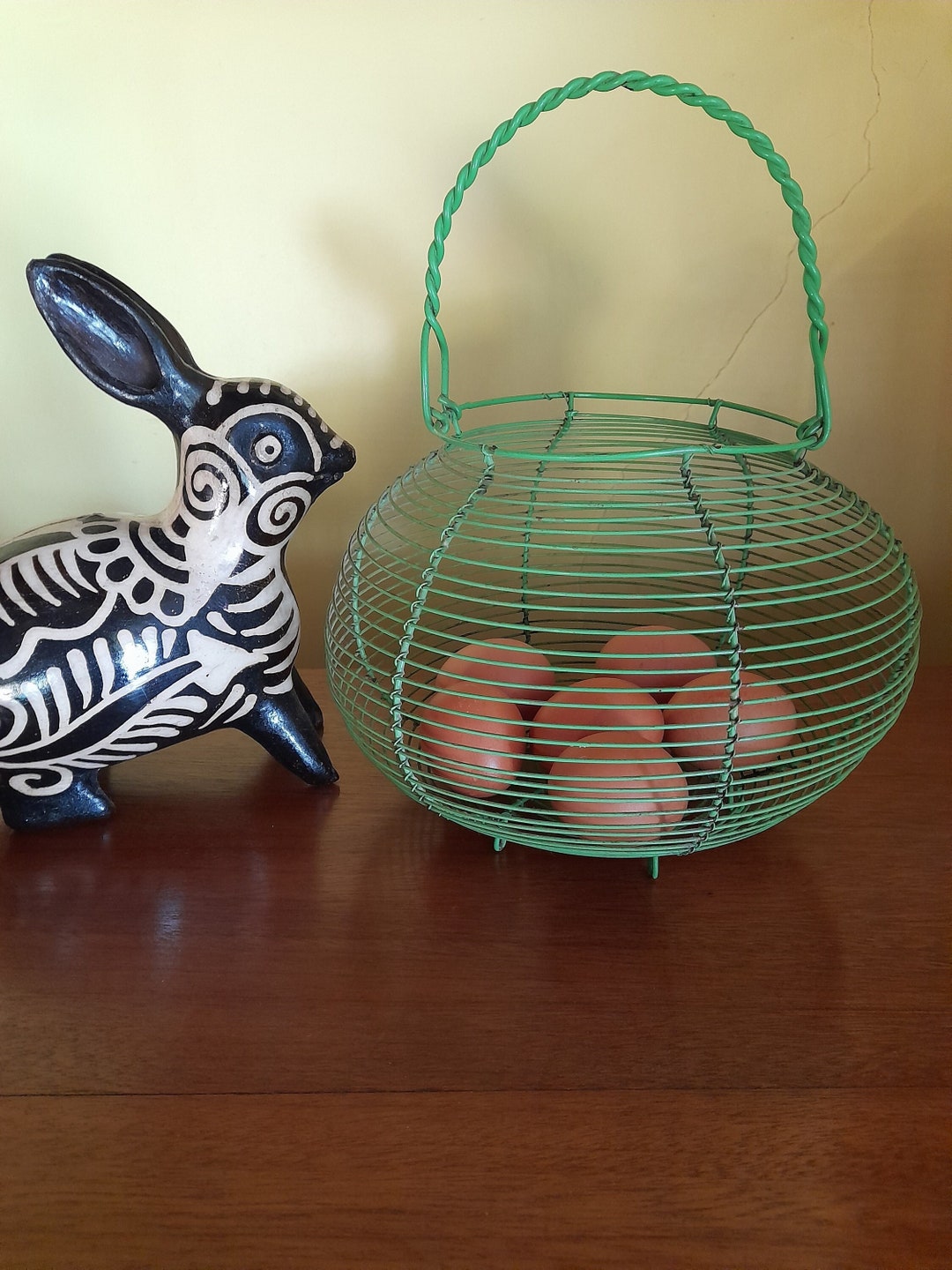 Vintage French Green Wire Basket - Vintage French Wire Basket for ...