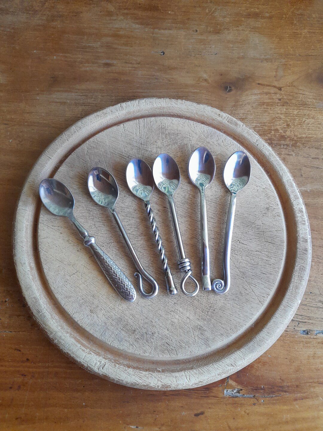 Six Small Spoons French Cutlery Metal, Pretty Handle Designs, Different ...