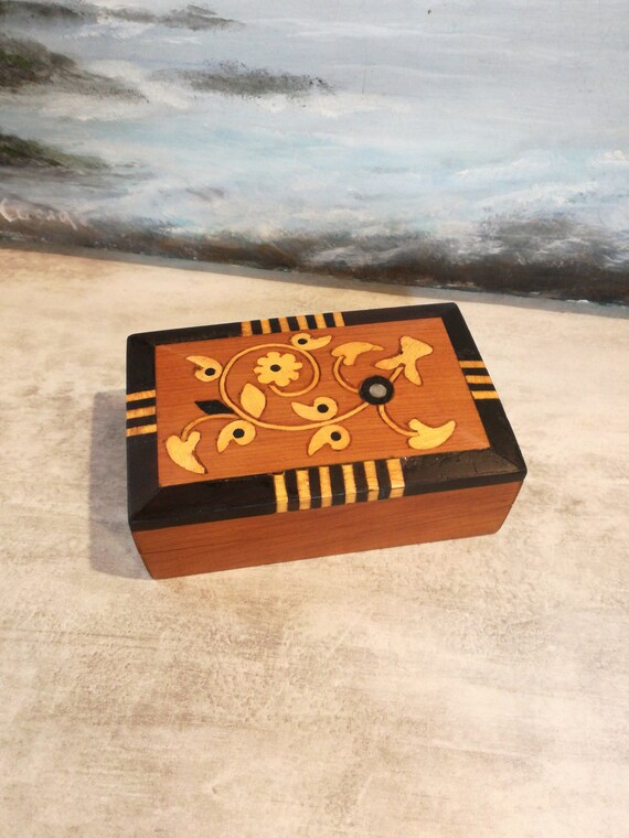 Pretty Little Vintage French Wooden Box With Inlaid Marquetry - Etsy