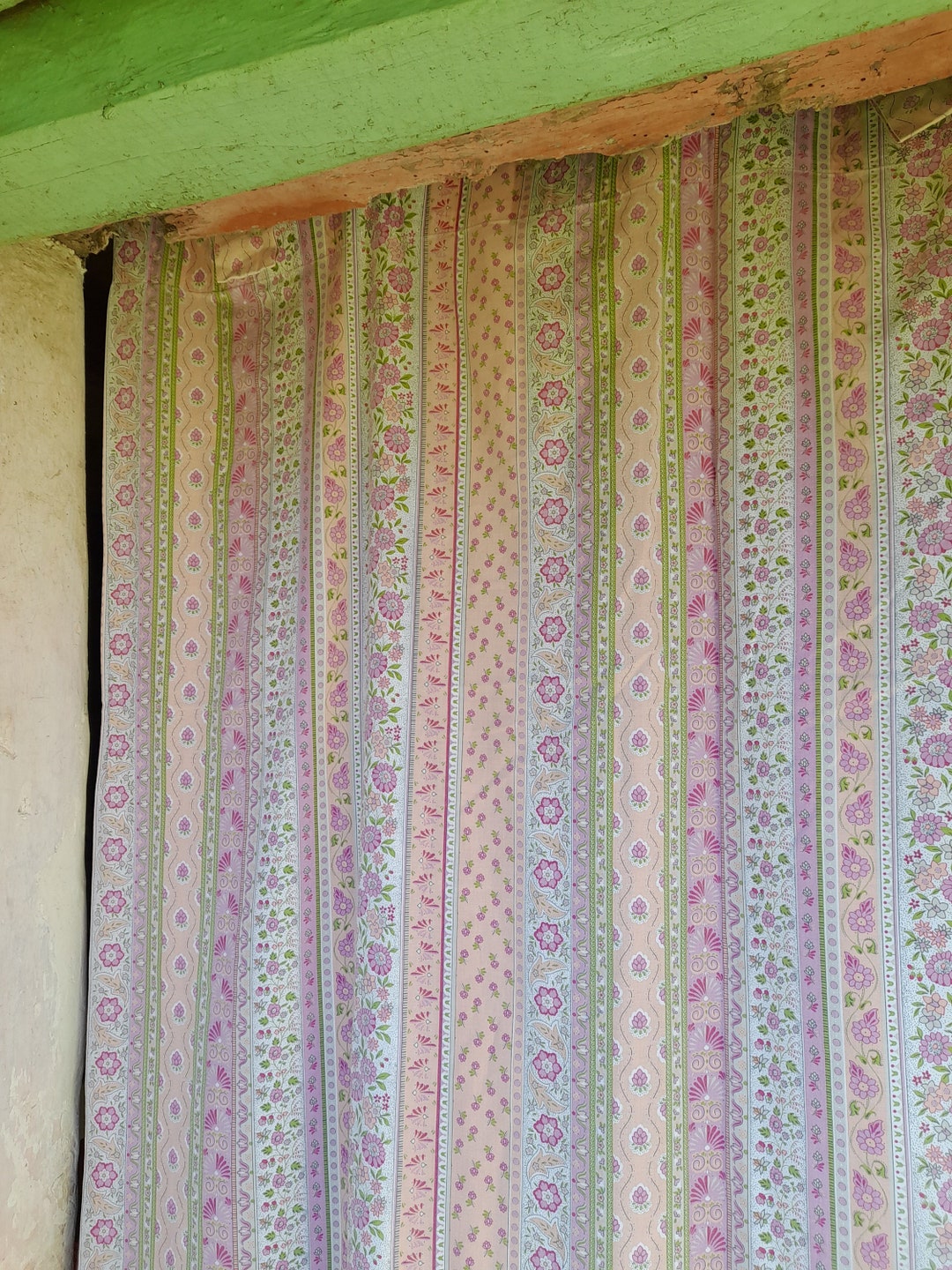 Pretty Provençal Curtain, Single, With Tabs - Vintage French - Provence ...