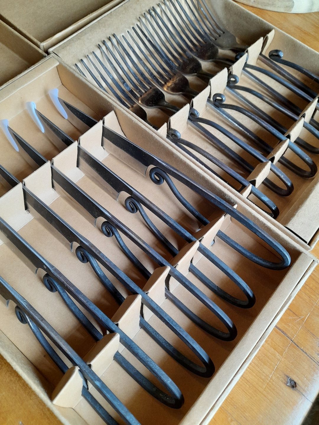 Forged Steel Artisan Cutlery, Pays Basque,boxed Six Knives and Six ...