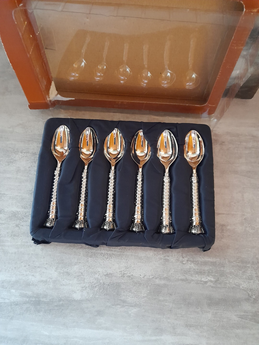 Set of Six Pretty Silea Royal Dessert Spoons, Boxed, Lovely Set of ...