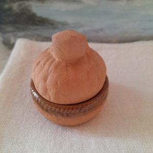 Japanese Rabbit, Very Small Partially Glazed Terracotta, Lidded Pot ...