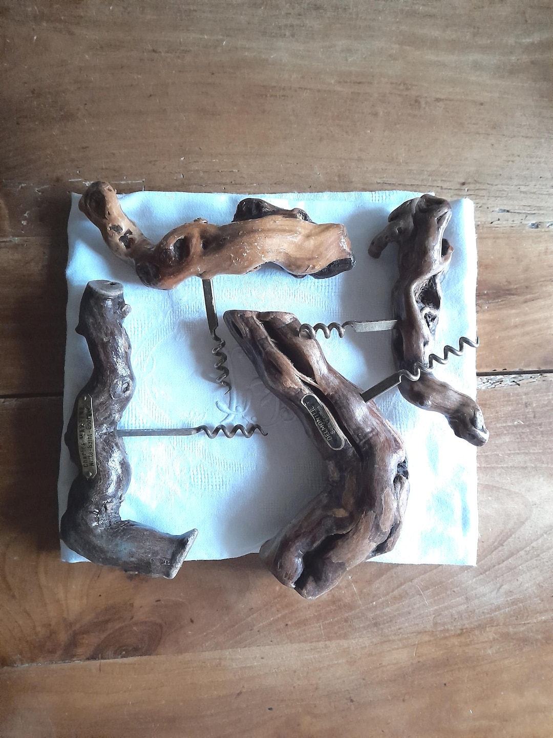 Four Vintage French Wooden Cork Screw, Vine Wood, Knarly, Rustic ...