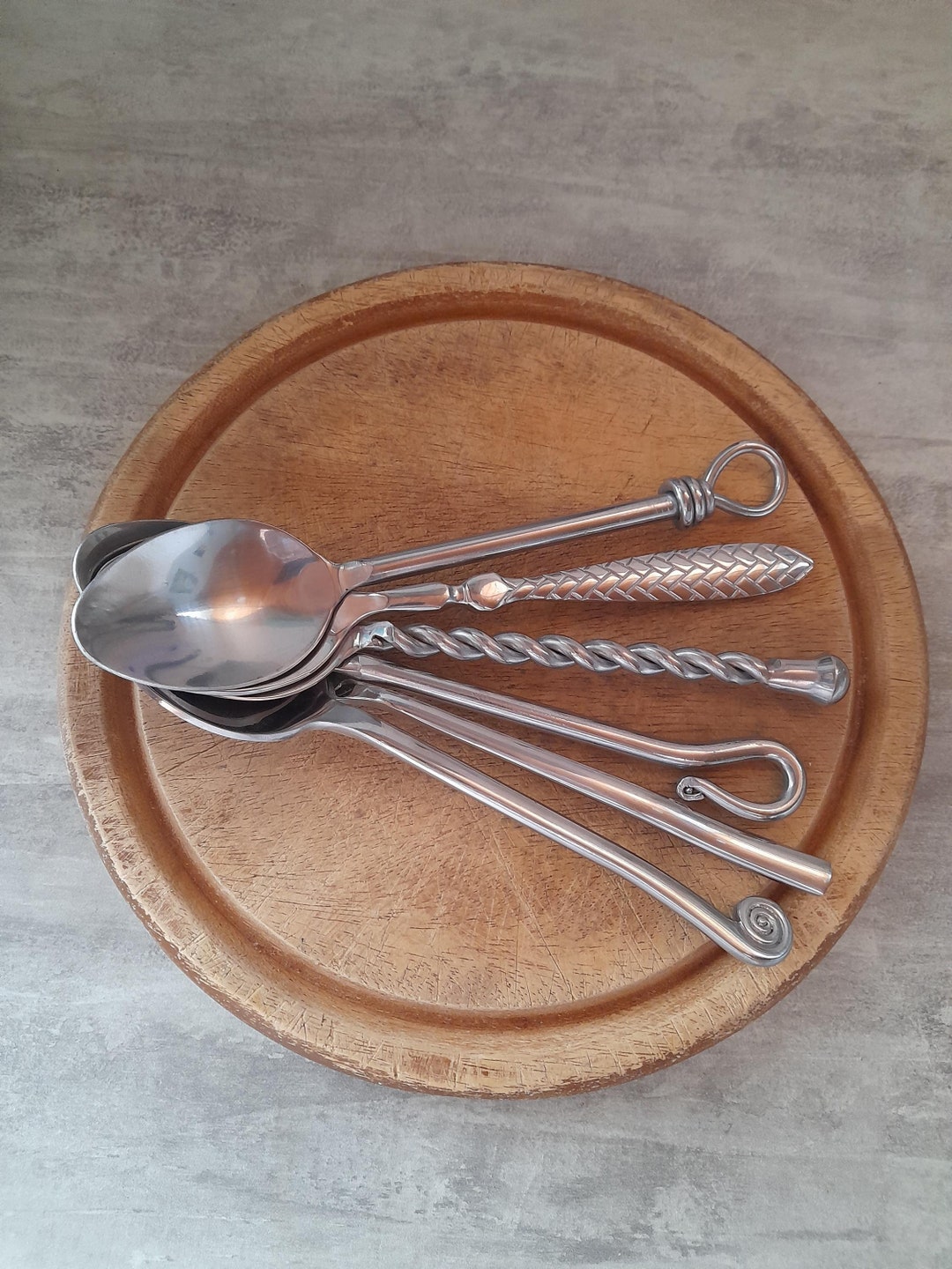 Reserved.....six Dessert Spoons - French Cutlery - Metal, Pretty Handle ...