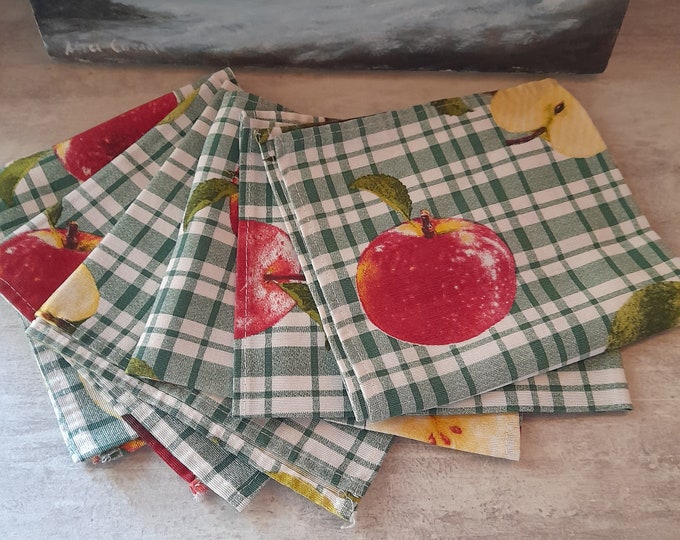 Apples, Pretty Set of 6 Napkins - Polyester Serviettes - French Cloth ...
