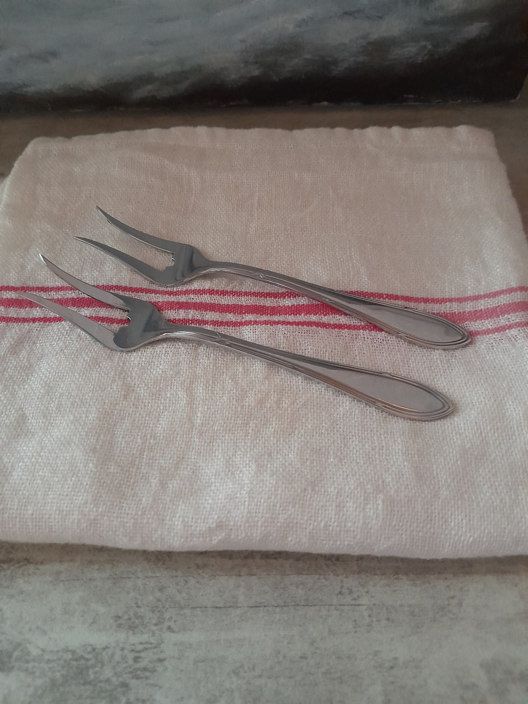 Vintage Pair of Pretty Little Two-pronged Forks, Pretty Finials, Forks ...