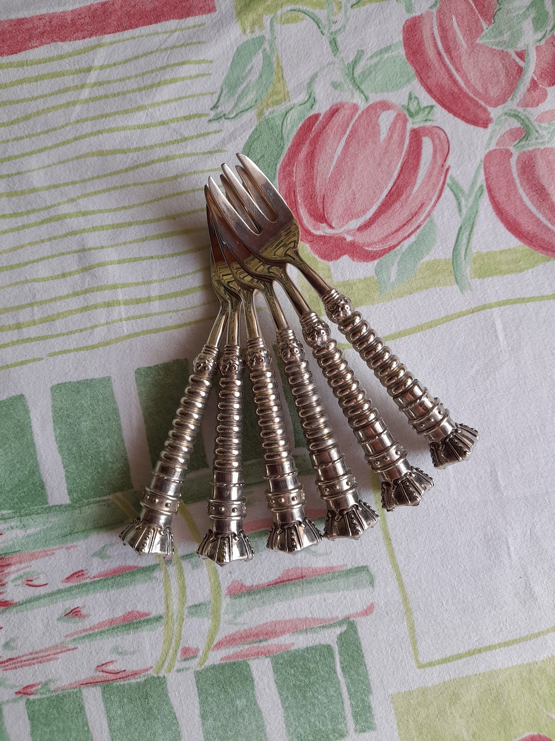 Set of Six Pretty Silea Royal Dessert or Cake Forks, Lovely Set of ...