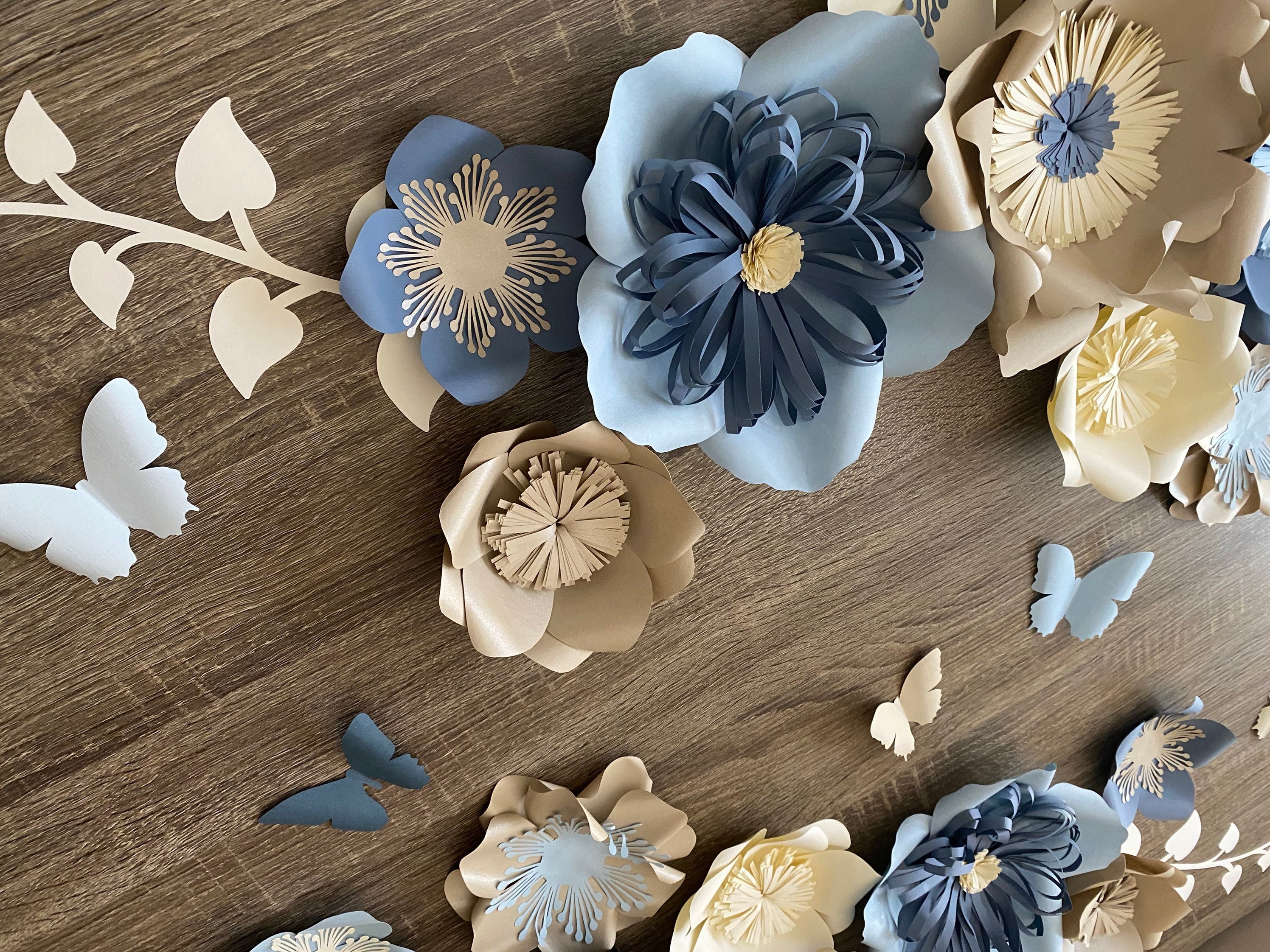 Paper Flower Wall Decor wedgewood Blue Flowers Blue - Etsy Australia