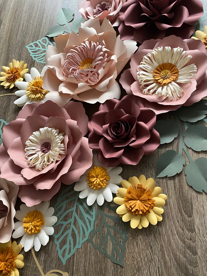 Daisy Fields Paper Flower Wall Decor, Decorative Paper Flower Wall ...