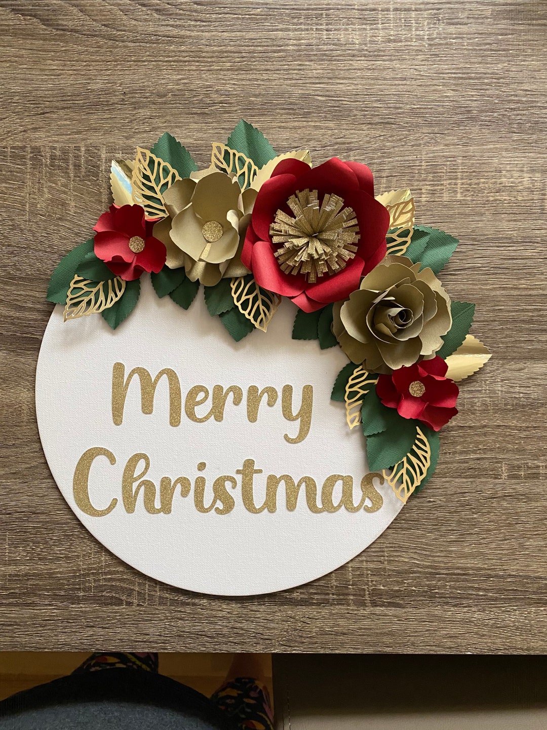 Paper Flower Merry Christmas Hanging Wall Sign - Etsy