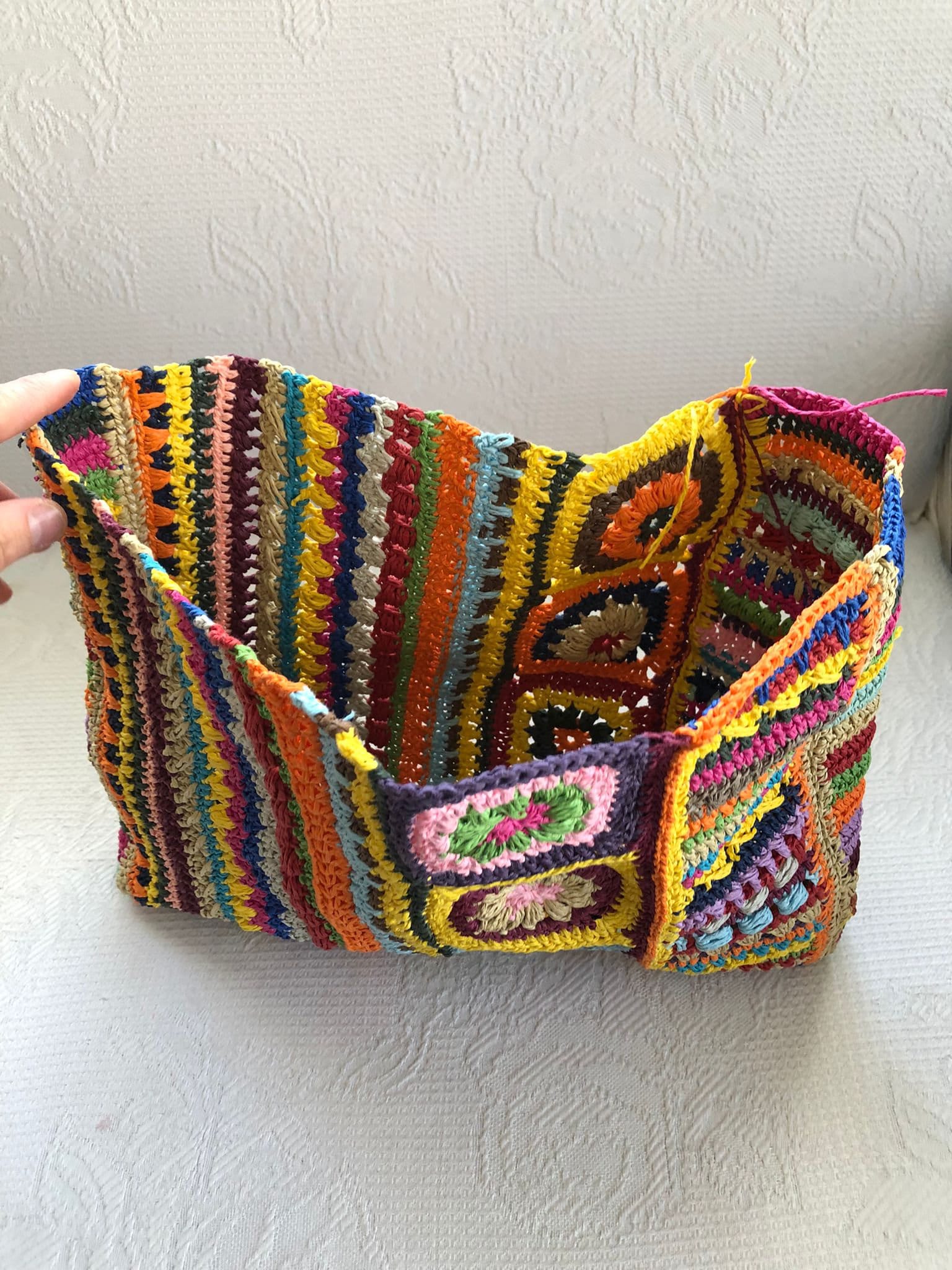 Boho Crochet Bag Pattern, DIY Granny Square Tote, Colorful Crochet ...