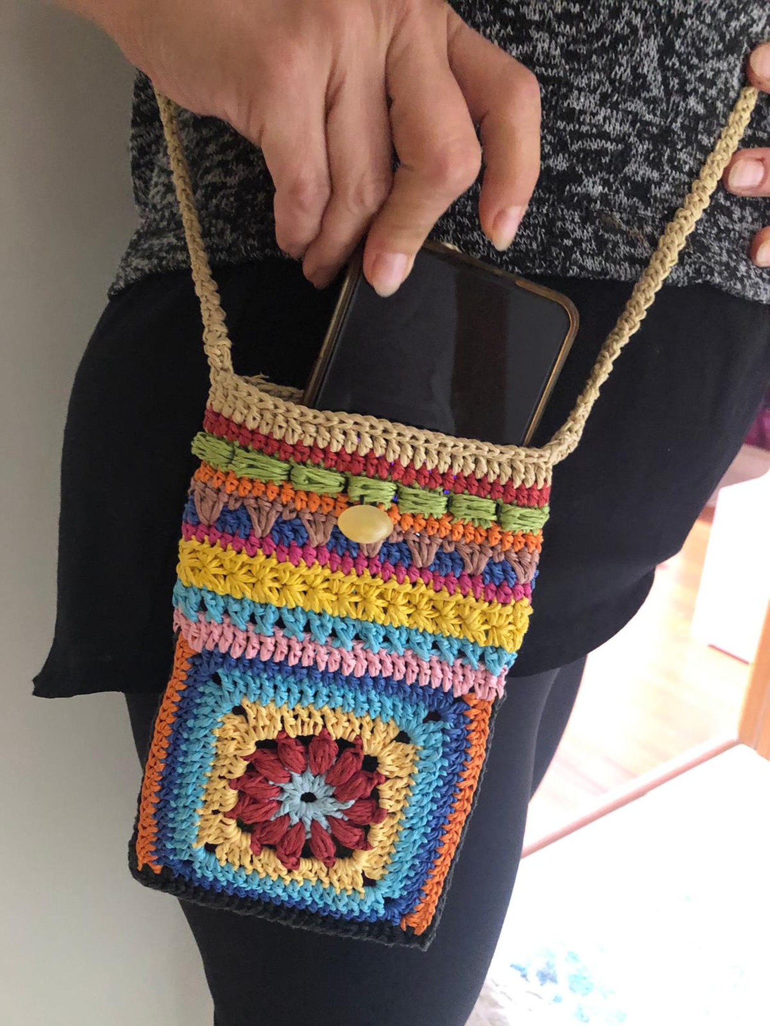 EASY Crochet Phone Bag Cell Phone Hobo Bag Crocc Body Phone - Etsy