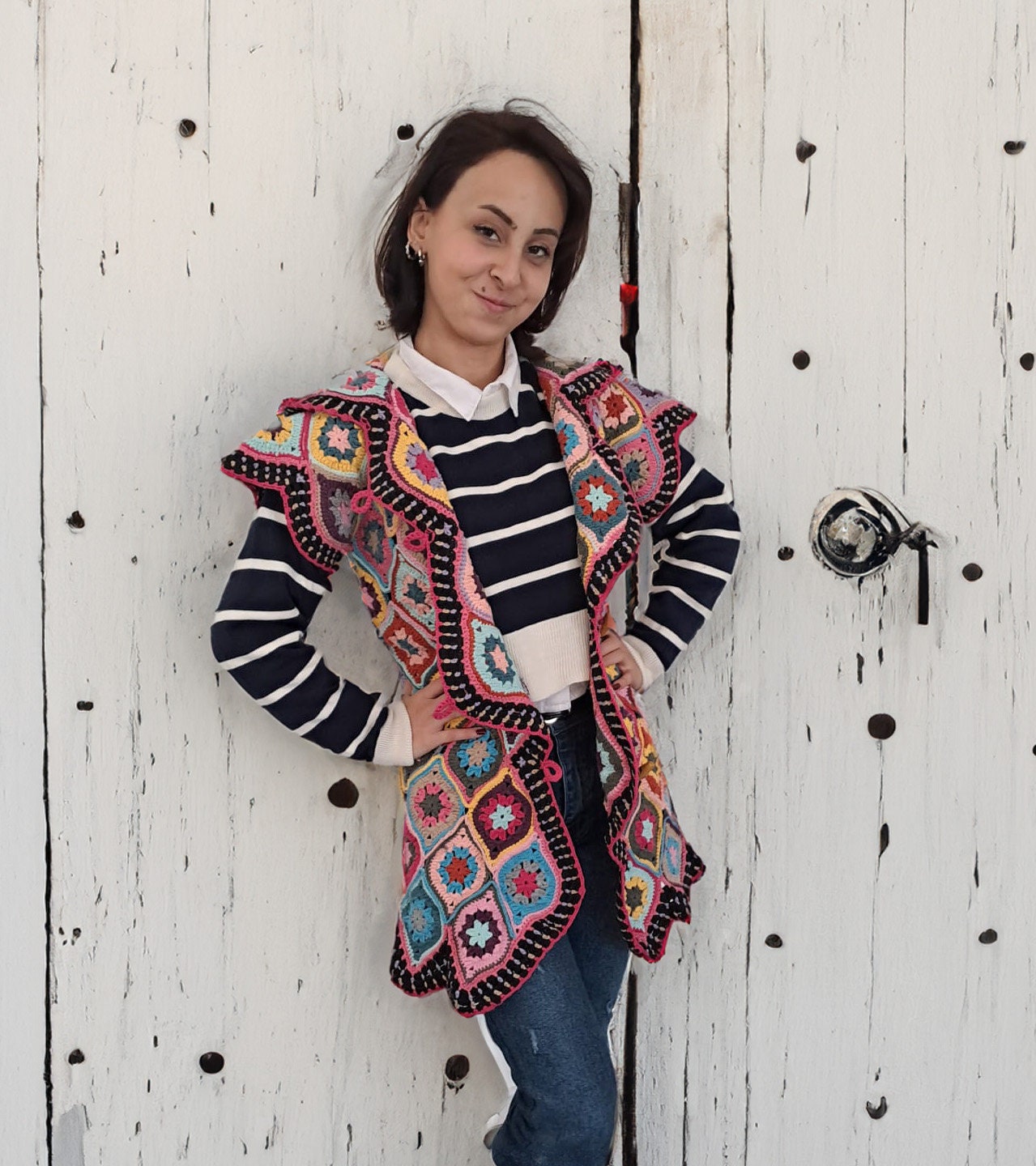 EASY Crochet PATTERN, Colored Ethereal Square Cardigan, Easy Crochet ...