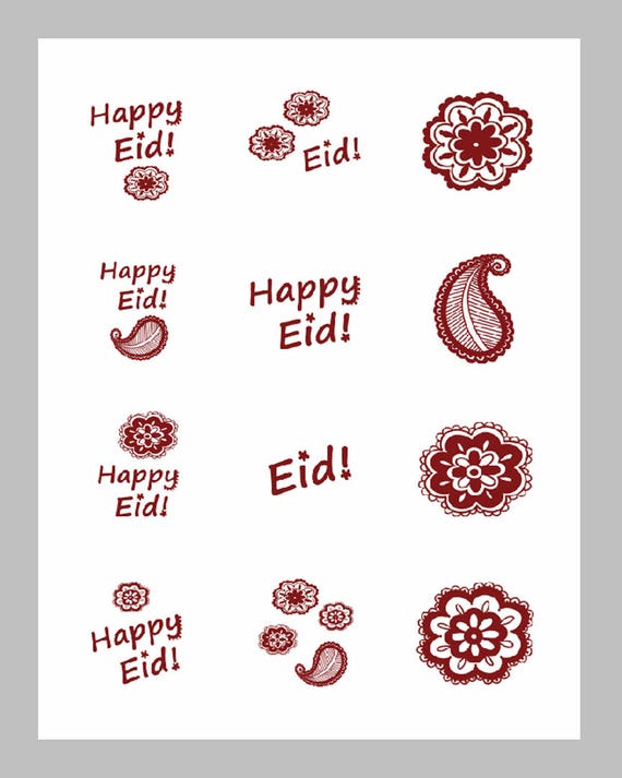 Printable Happy Eid Holiday Henna Designs Motif 2 Inch Sticker - Etsy