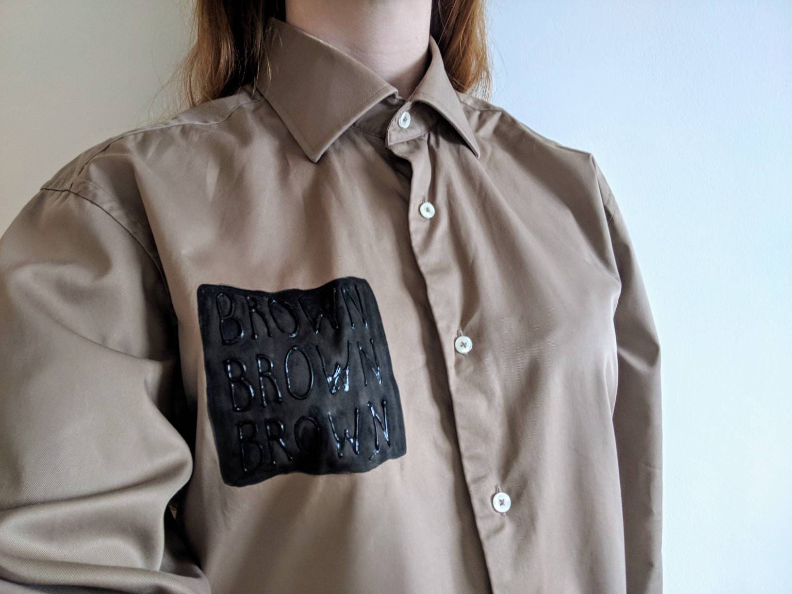 Brown unisex shirt. Vintage reclaimed. Large mens shirt | Etsy