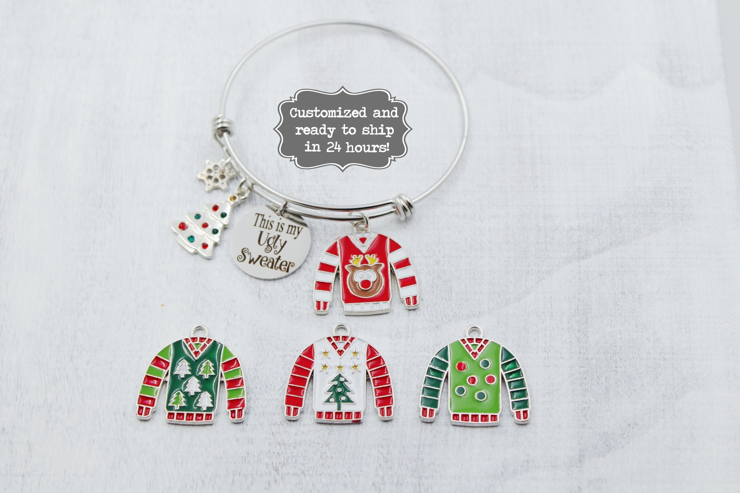 Ugly Christmas Sweater Bangle Bracelet This is my ugly | Etsy
