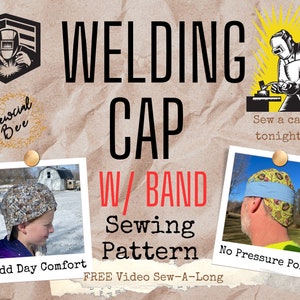 Welding Cap Sewing Pattern 6 Panel W/ Band - Multiple Sizes (PDF ...
